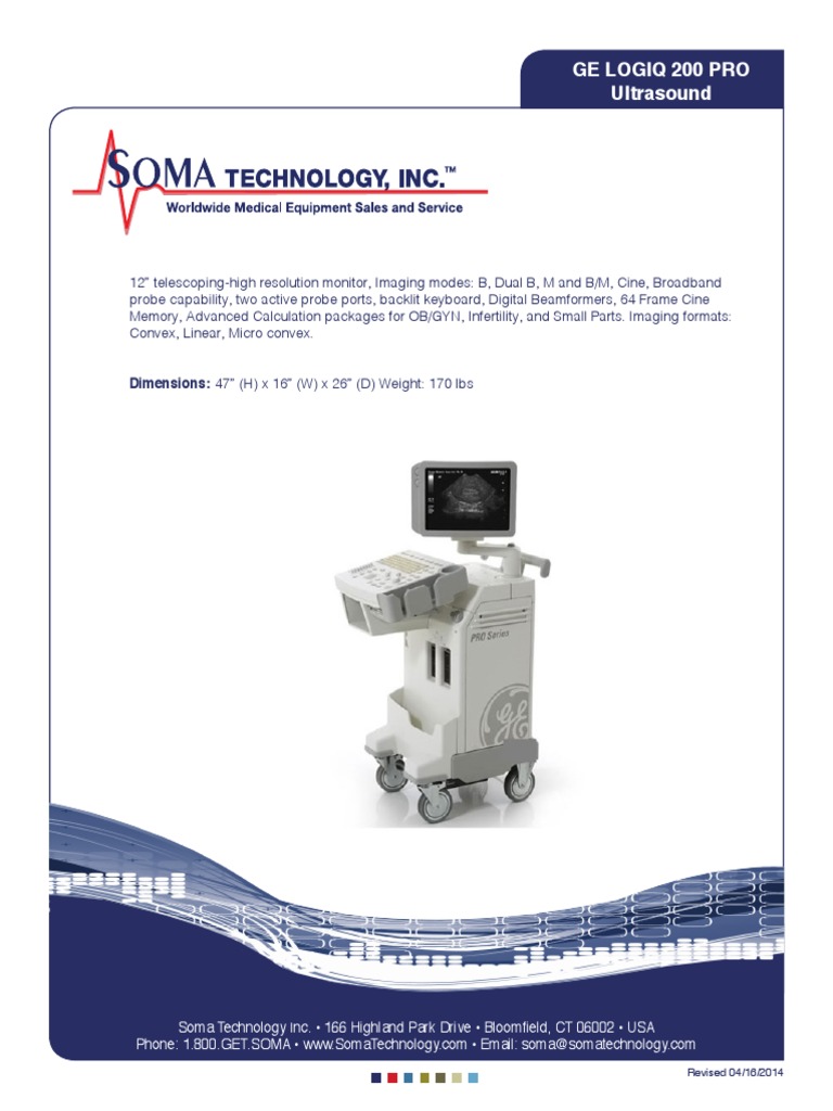 GE LOGIQ 200 Pro Ultrasound Overview | PDF