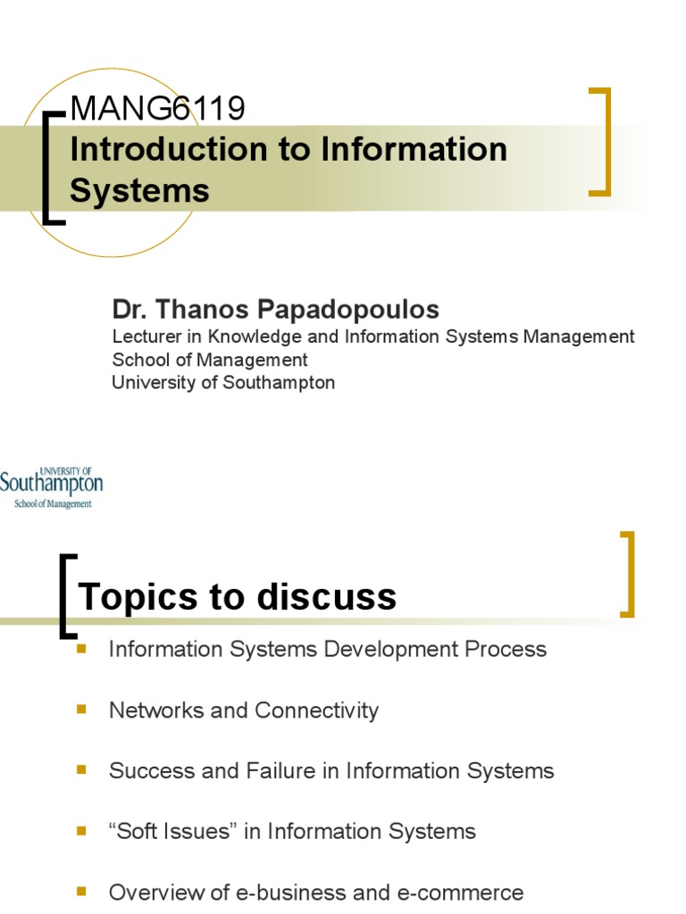MANG6119: Introduction To Information Systems | PDF | Information Technology Management | Tacit ...