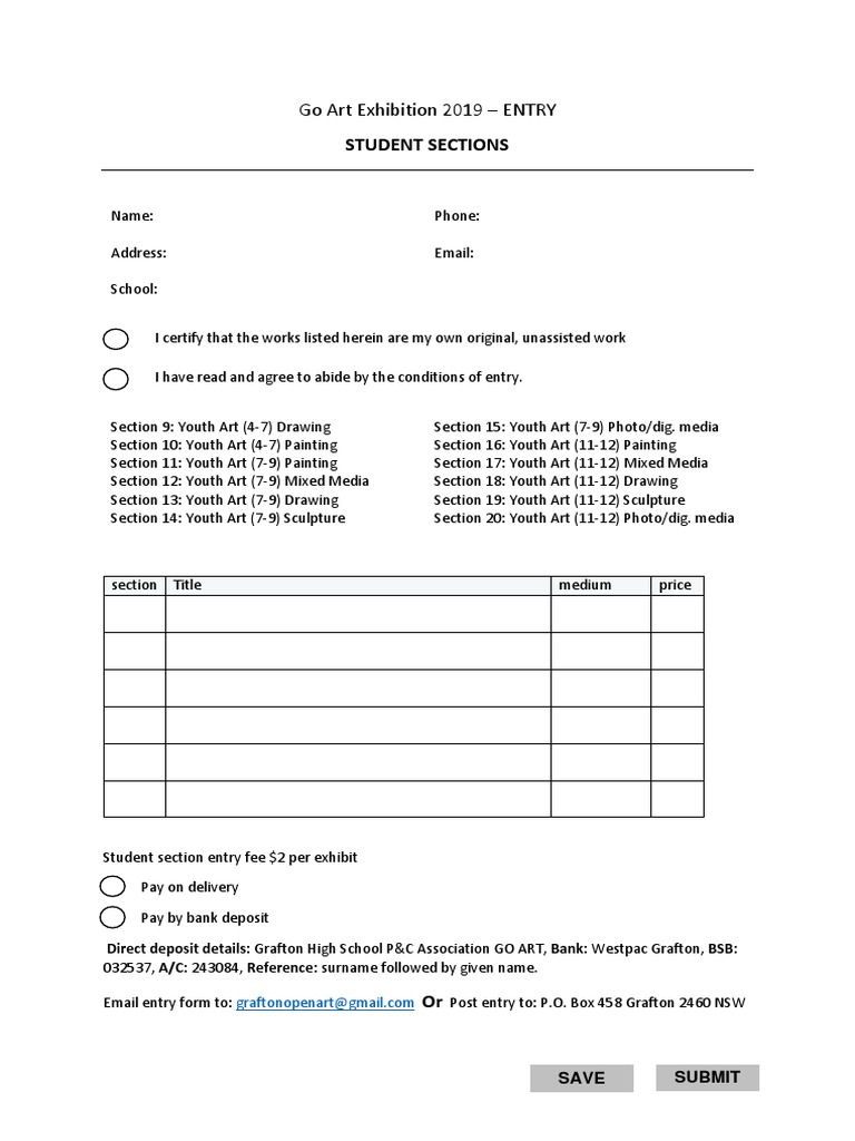 Youth Art Exhibition Entry Form | PDF
