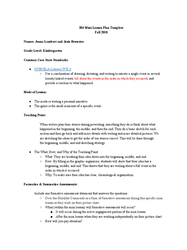 Final Mini Lesson Plan | PDF