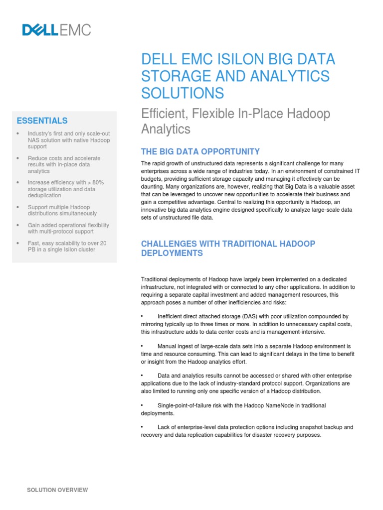EMC Isilon h8319 Scale Out Nas Greenplum HD | PDF | Apache Hadoop | Big ...