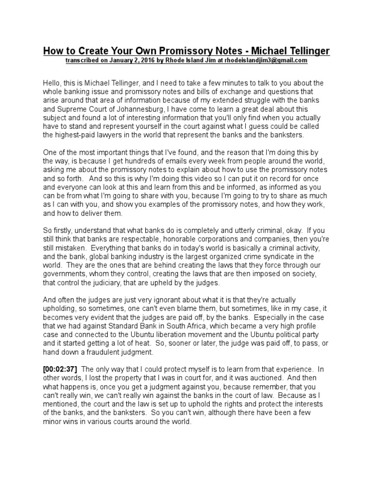 How To Create Your Own Promissory Notes Video Transcript | PDF ...