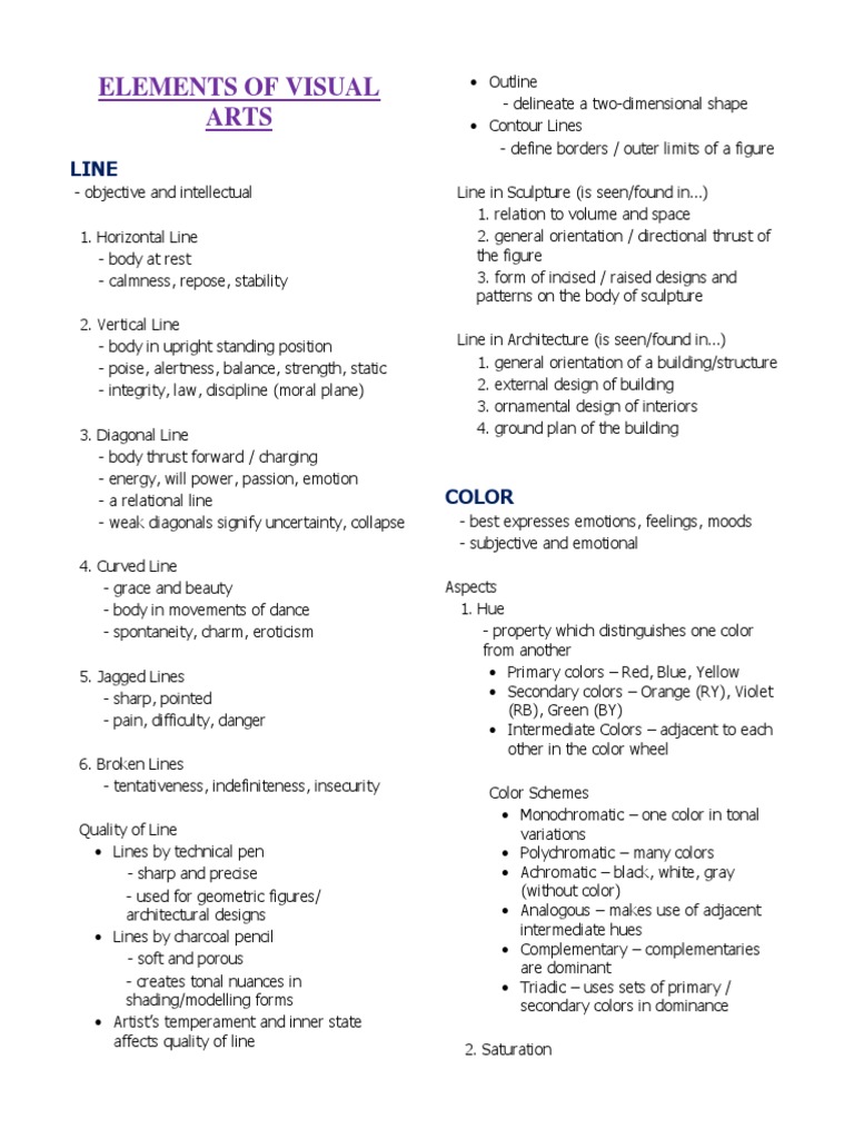 Elements of Visual Arts Guide | PDF | Composition (Visual Arts ...