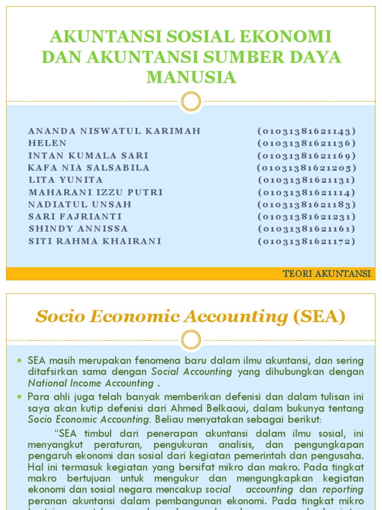 Akuntansi Sosial Ekonomi Dan Akuntansi Sumber Daya Manusia | PDF