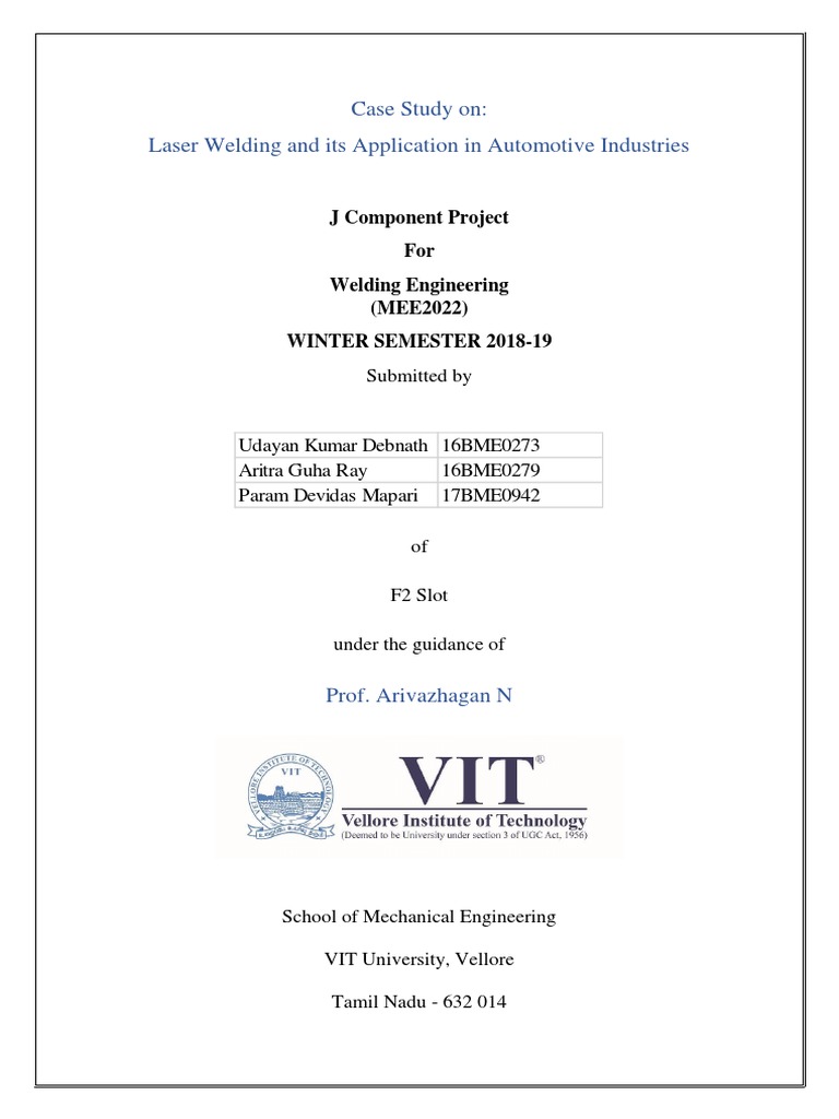Case Study On: Laser Welding and Its Application in Automotive ...