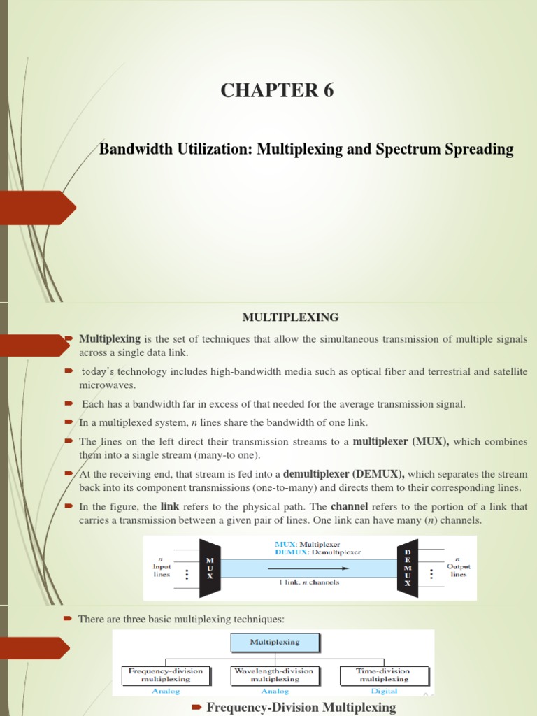 Bandwidth Utilization: Multiplexing and Spectrum Spreading | PDF | Multiplexing | Wavelength ...