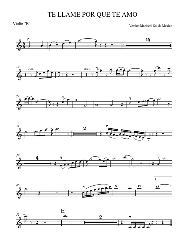 Te Llame Por Que Te Amo Violin - B | PDF | Leisure