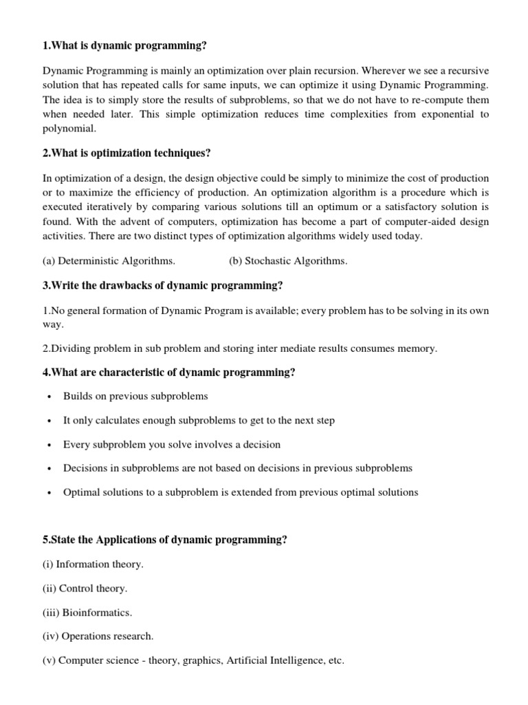 1.what Is Dynamic Programming? | PDF | Dynamic Programming ...