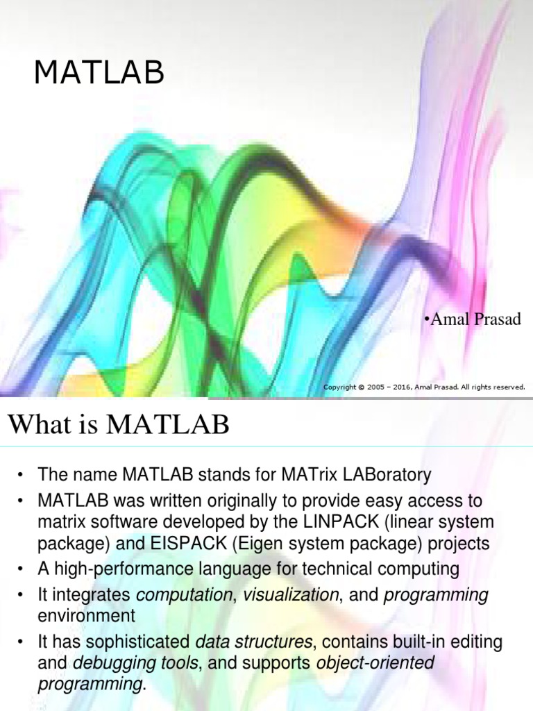 Matlab: - Amal Prasad | PDF | Matlab | Array Data Structure