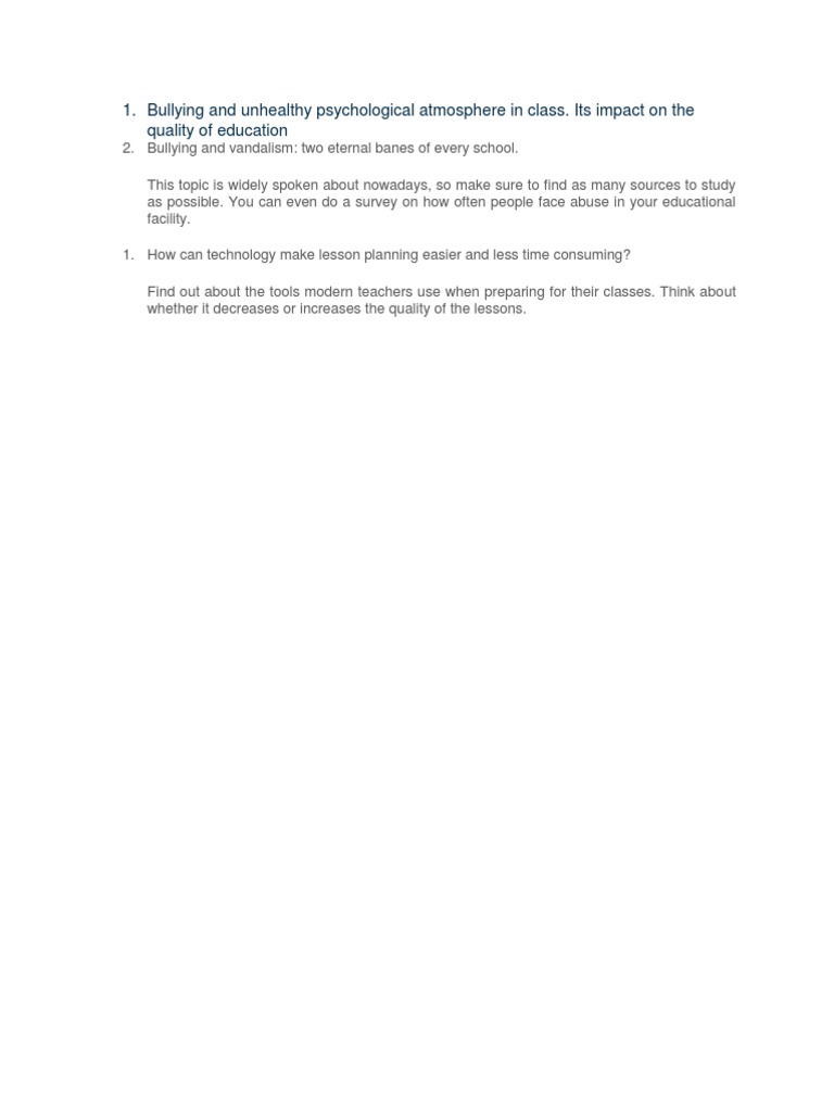 Bullying and Unhealthy Psychological Atmosphere in Class | PDF
