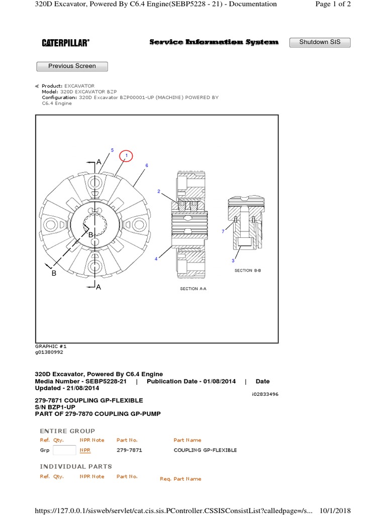 Coupling GP. Pump 320D | PDF | Manufactured Goods
