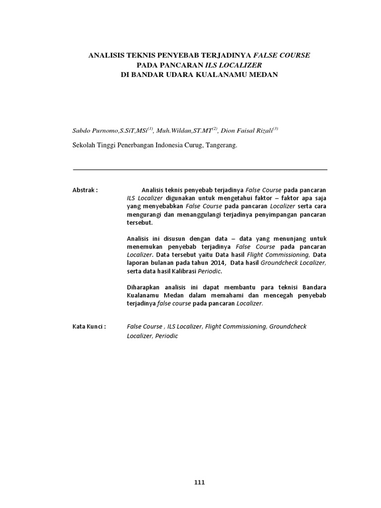 Analisis Teknis Penyebab Terjadinya False Course Pada Pancaran ILS ...