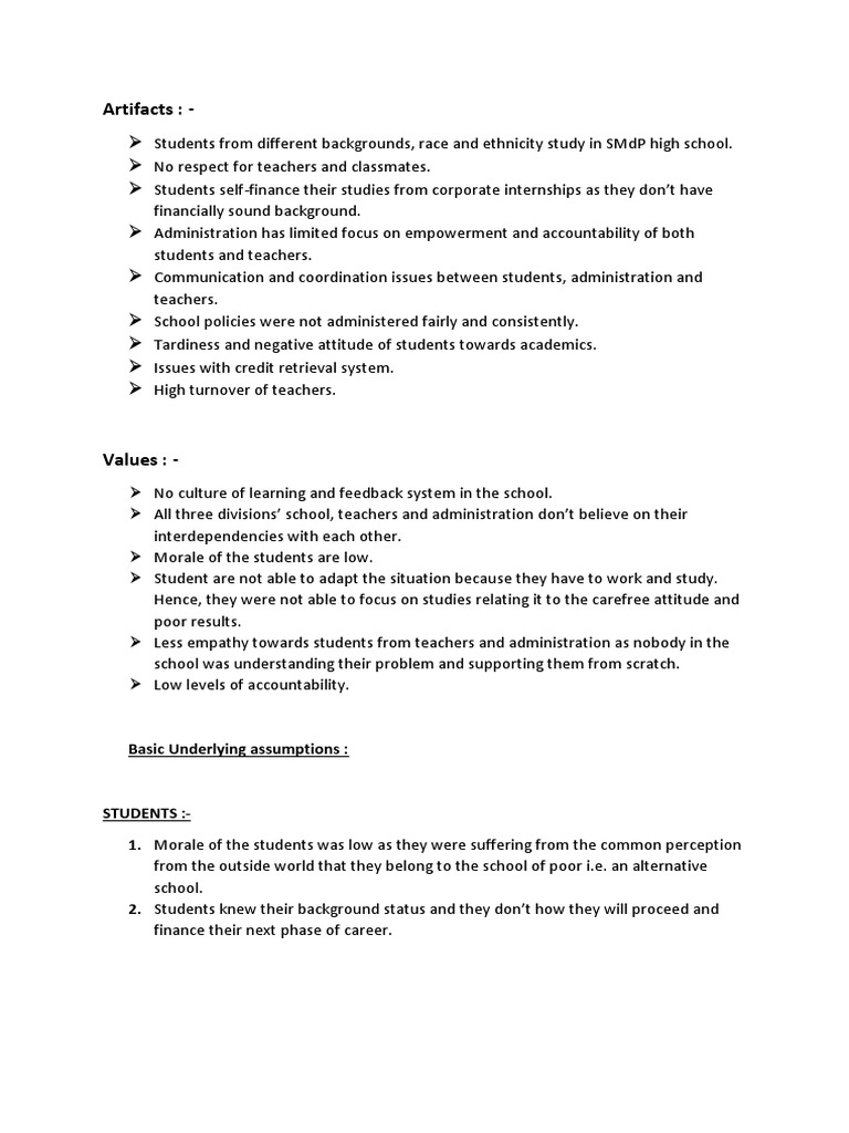 Artifacts: - : Basic Underlying Assumptions | PDF