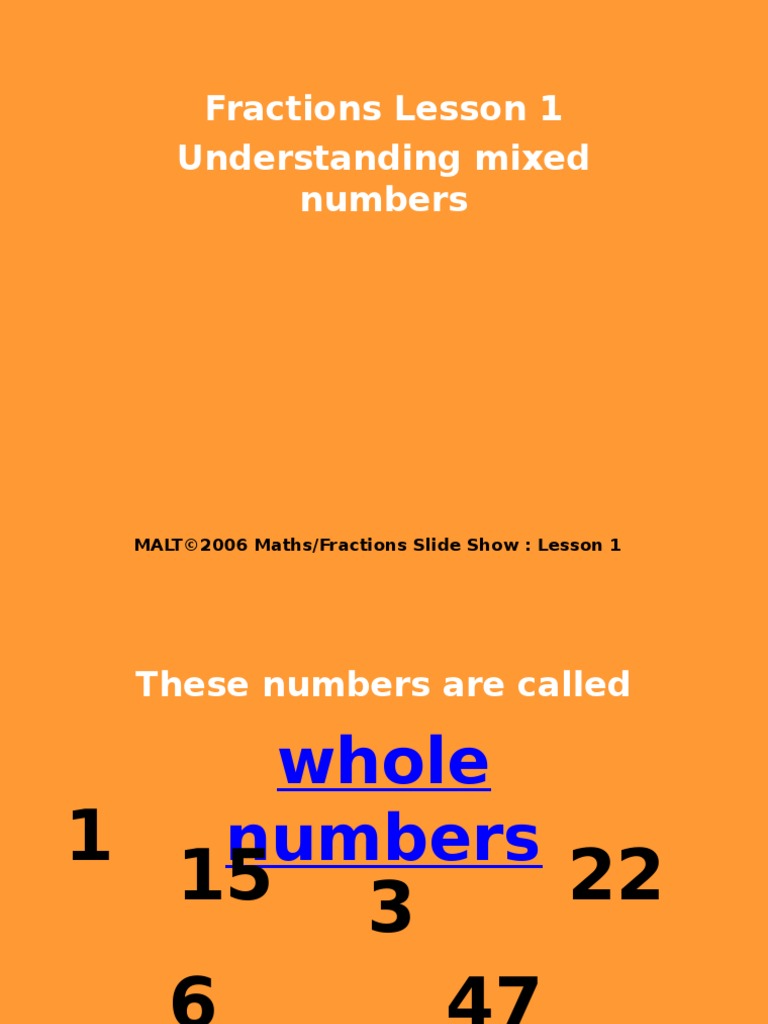 Fractions Lesson 1 Understanding Mixed Numbers | PDF | Numbers ...