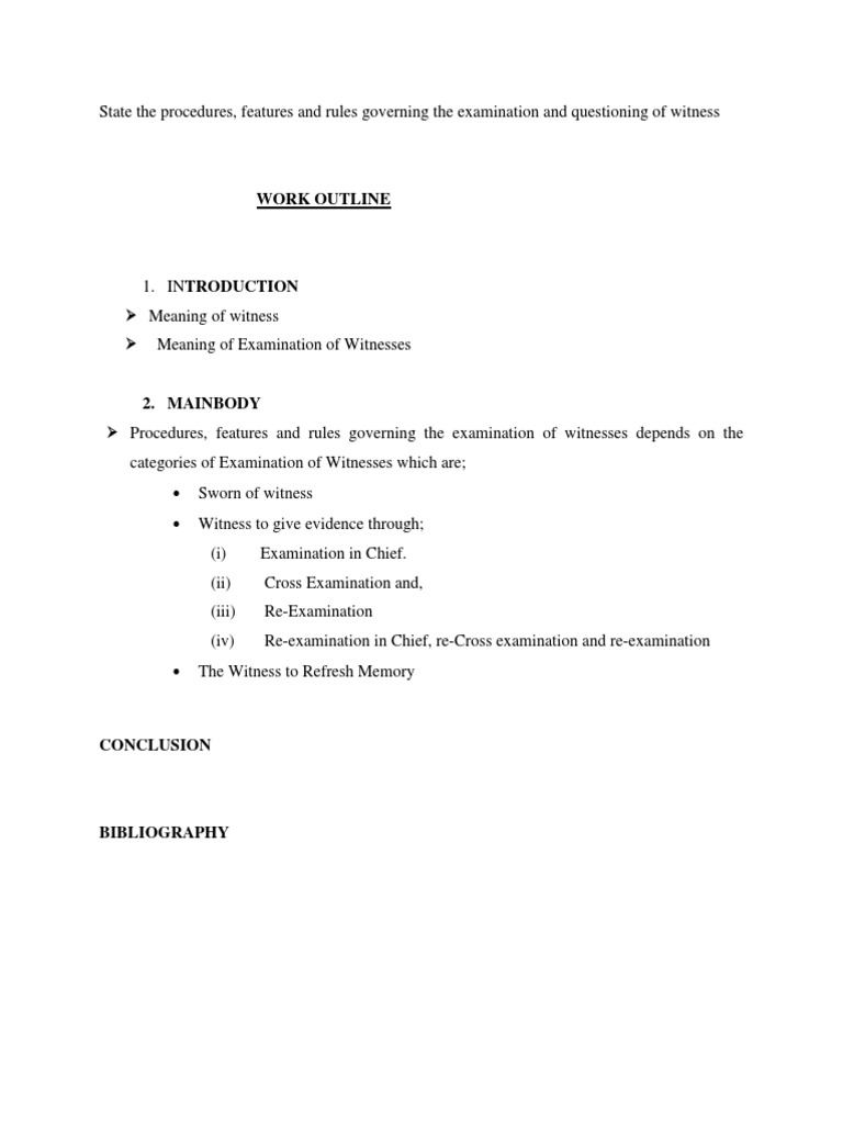 Procedures for Witness Examination | PDF | Witness | Evidence (Law)