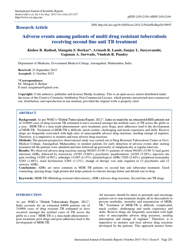 Adr TB PDF | PDF | Tuberculosis | Clinical Medicine