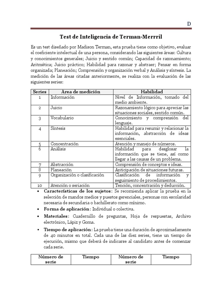 Test de Inteligencia de Terman-Merrril | Cociente de inteligencia ...