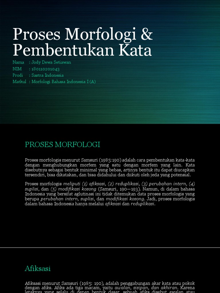 Proses Morfologi & Pembentukan Kata | PDF