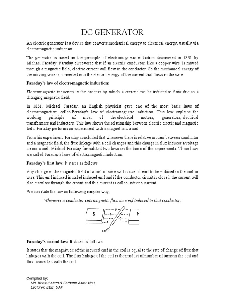 DC Generator | PDF | Electromagnetic Induction | Electric Generator