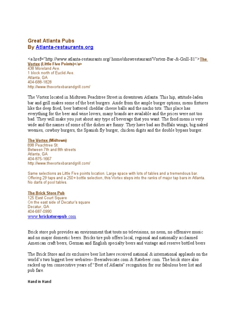 Great Atlanta Pubs By: The Vortex (Little Five Points) | Download Free ...