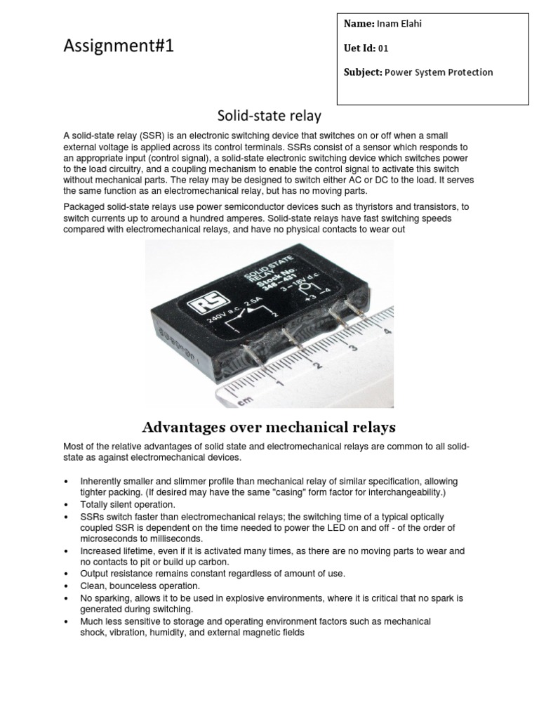 Assignment#1: Solid-State Relay | PDF | Relay | Switch
