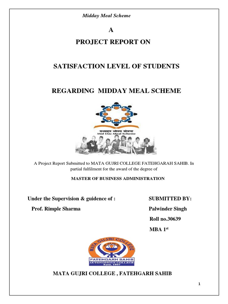 Midday Meal Scheme Project | PDF | Sampling (Statistics) | Food And Drink
