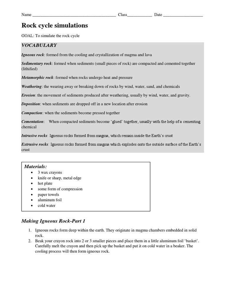 Rock Cycle Simulation | PDF | Rock (Geology) | Sedimentary Rock