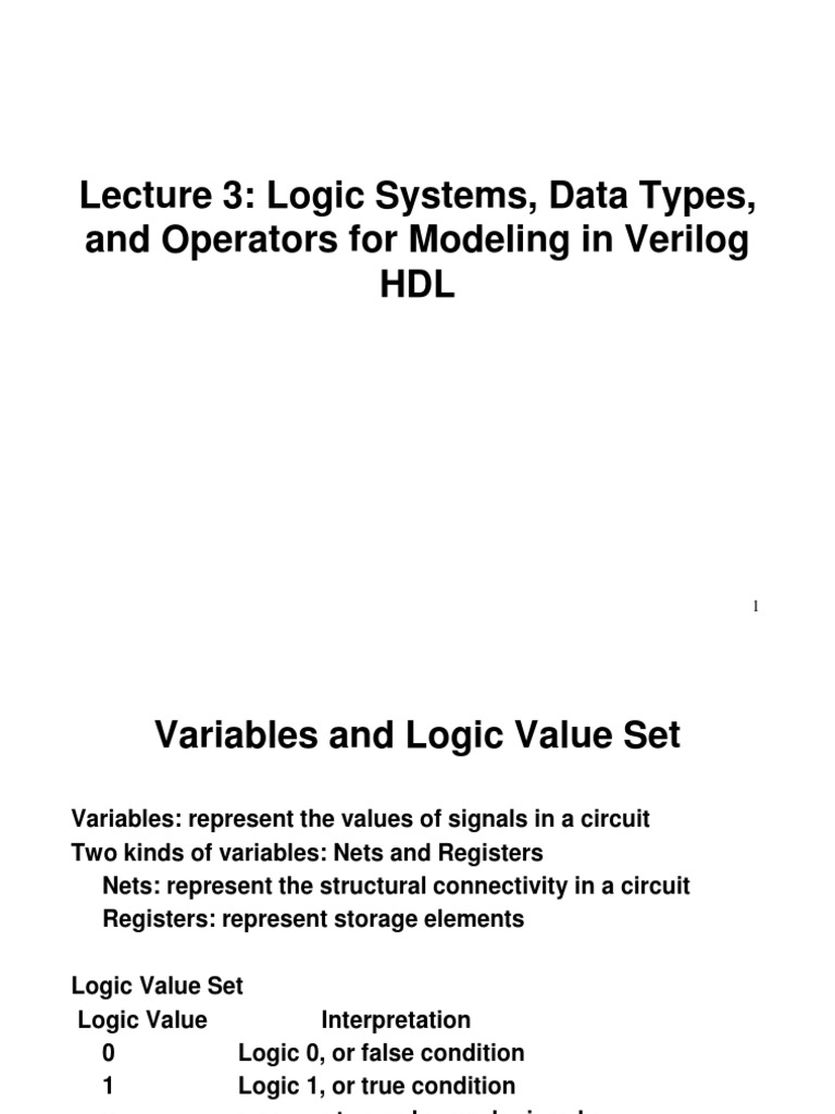 Lecture 3 Logic Systems Data Types And Operators For Modeling In