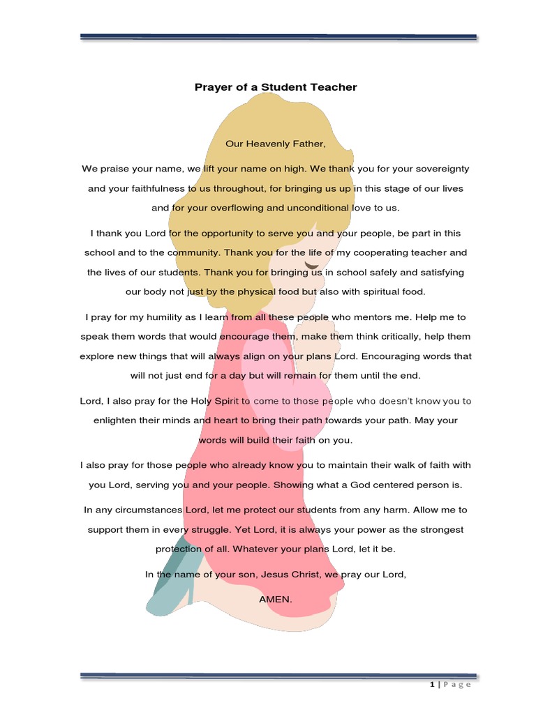 Student Teacher's Prayer Portfolio | PDF | Teachers | Prayer