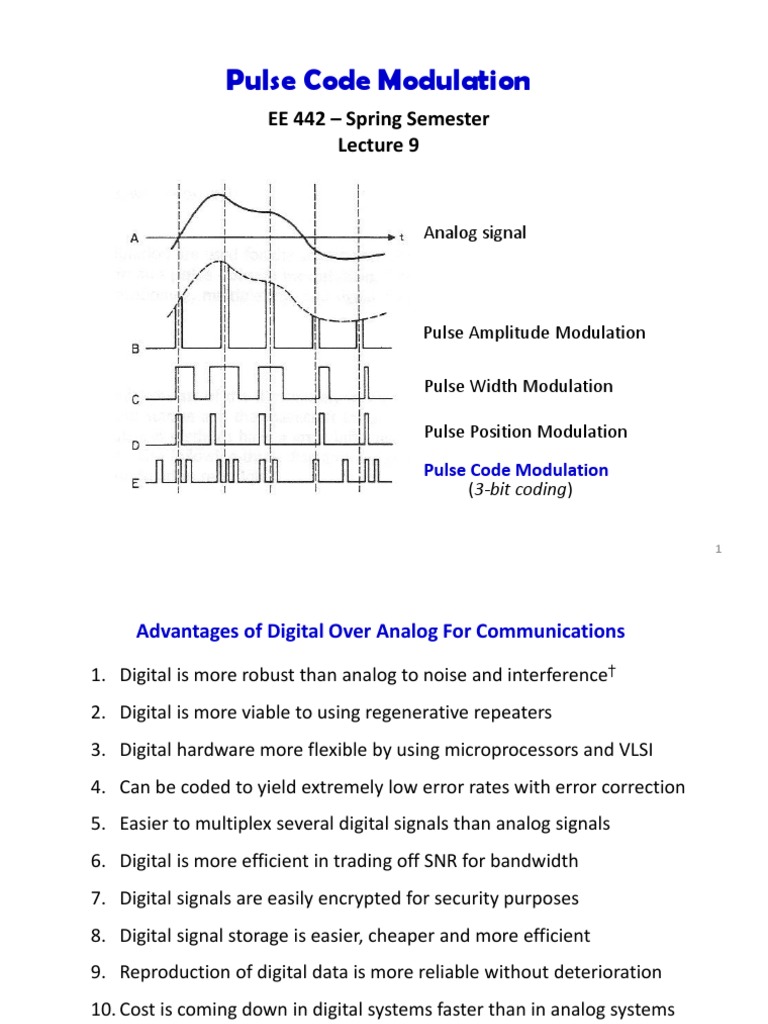 Pulse Code Modulation: EE 442 - Spring Semester | PDF | Signal To Noise ...