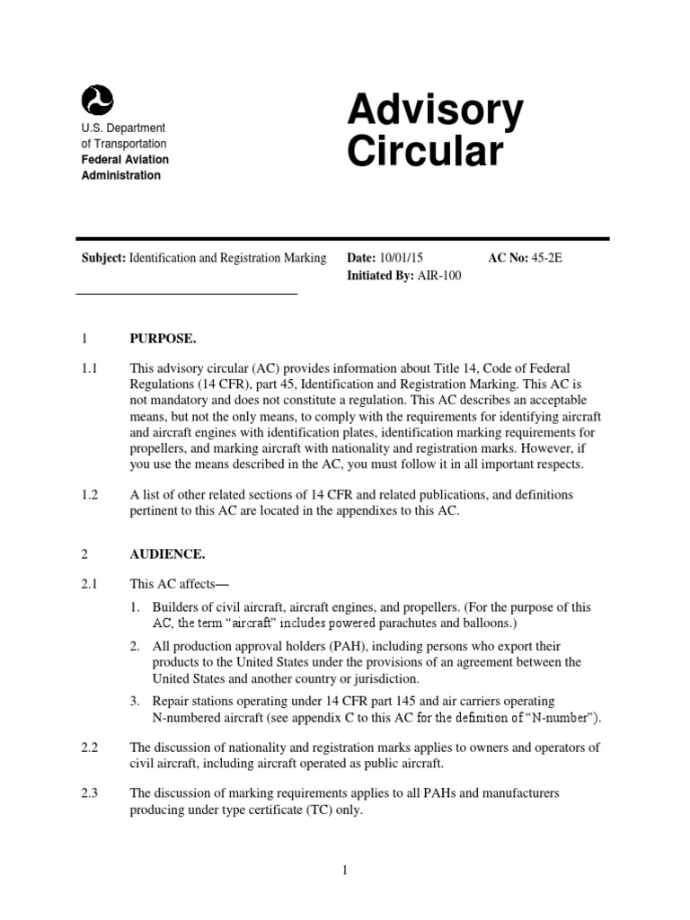 Advisory Circular: Purpose | Download Free PDF | Aircraft | Aeronautics