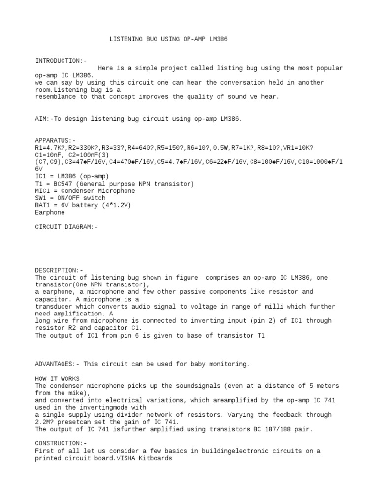 Aec Project | PDF | Operational Amplifier | Microphone