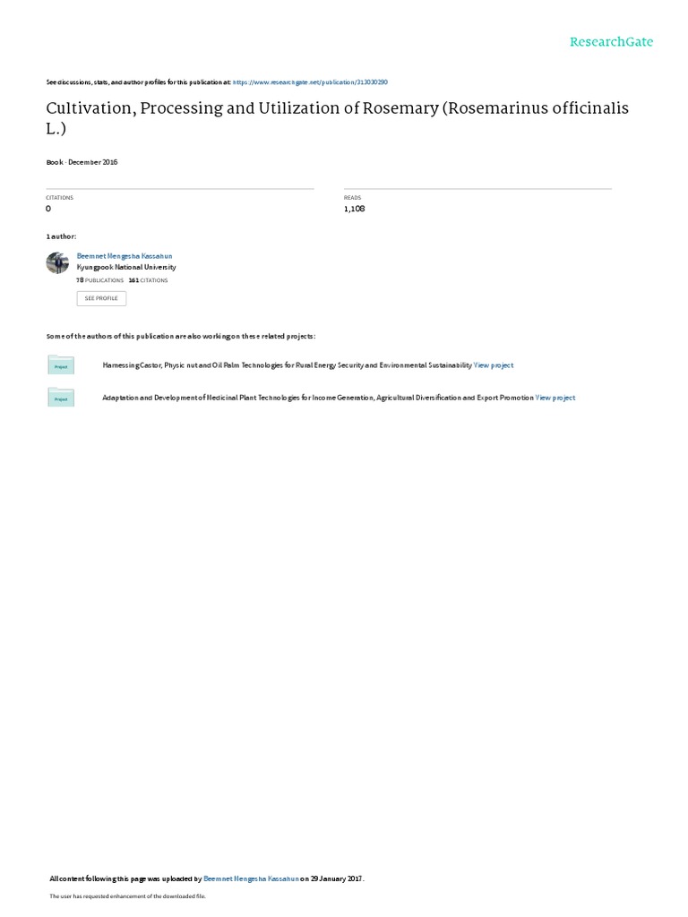 Production Processing and Utilization of Rosemary in Ethiopia | PDF ...