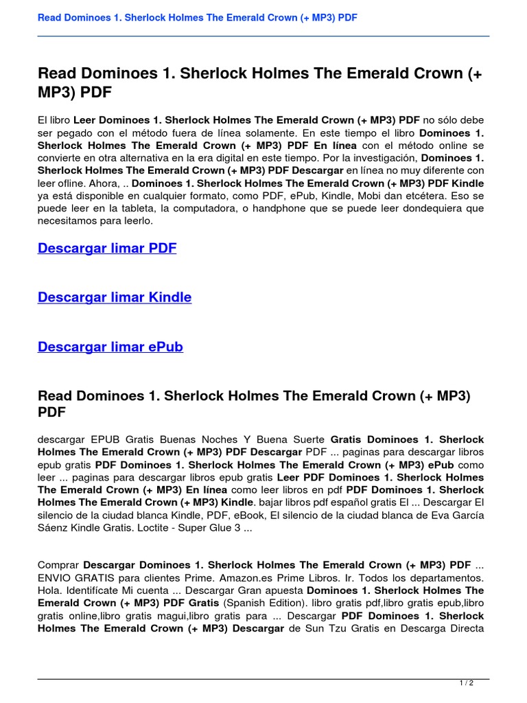 Dominoes 1 Sherlock Holmes The Emerald Crown mp3 0194639487 PDF | PDF ...