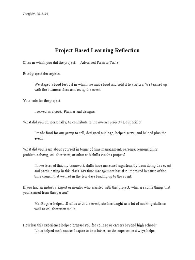 PBL Reflection | PDF