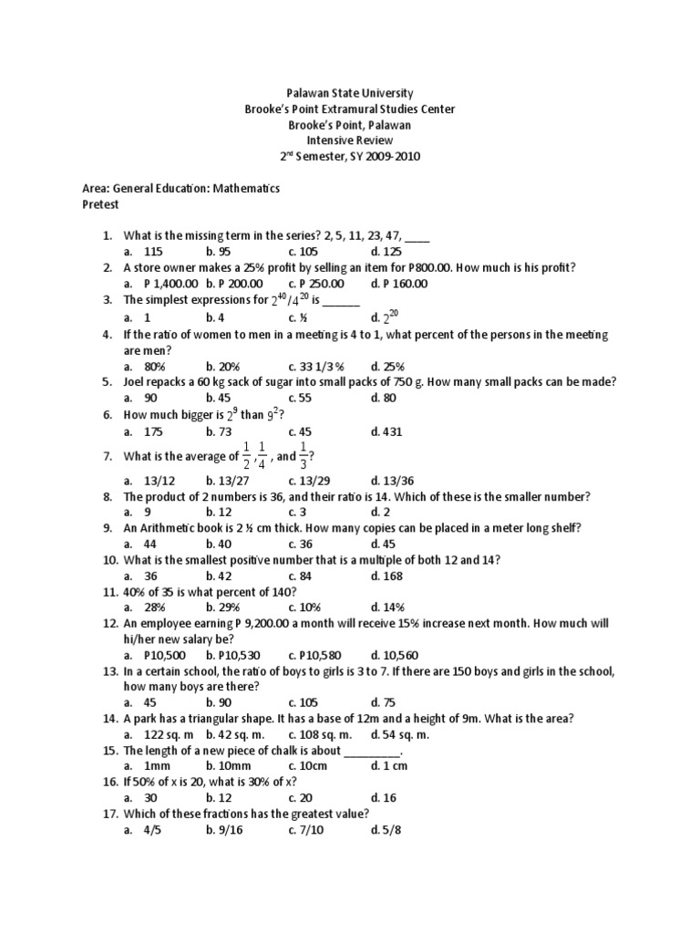 General Education Math LET Reviewer | PDF | Elementary Mathematics ...
