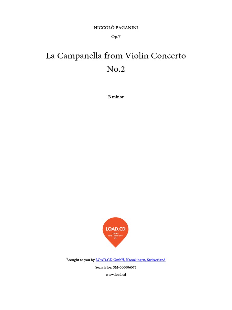 La Campanella From Violin Concerto No.2: Niccolò Paganini Op.7 | PDF