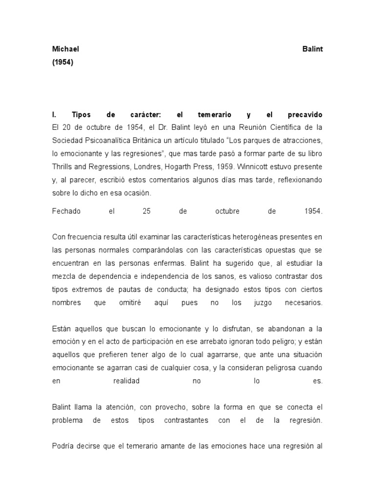 Michael Balint | PDF | Psicoanálisis | Psicoterapia