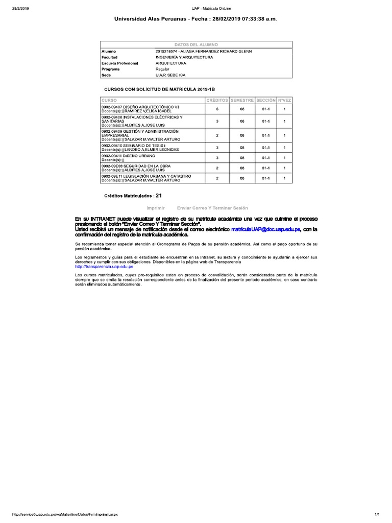 UAP - Matricula OnLine | PDF