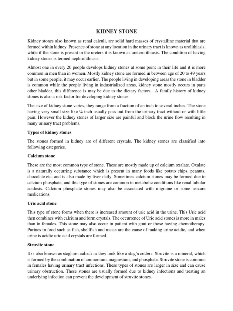 Kidney Stone: Types of Kidney Stones | PDF | Urinary System | Urology