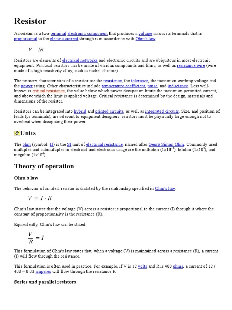 Resistor Download Free Pdf Resistor Series And Parallel Circuits