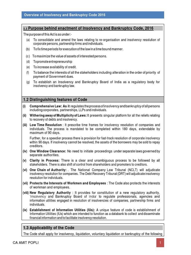 Ibc Notes Pdf Bankruptcy Liquidation