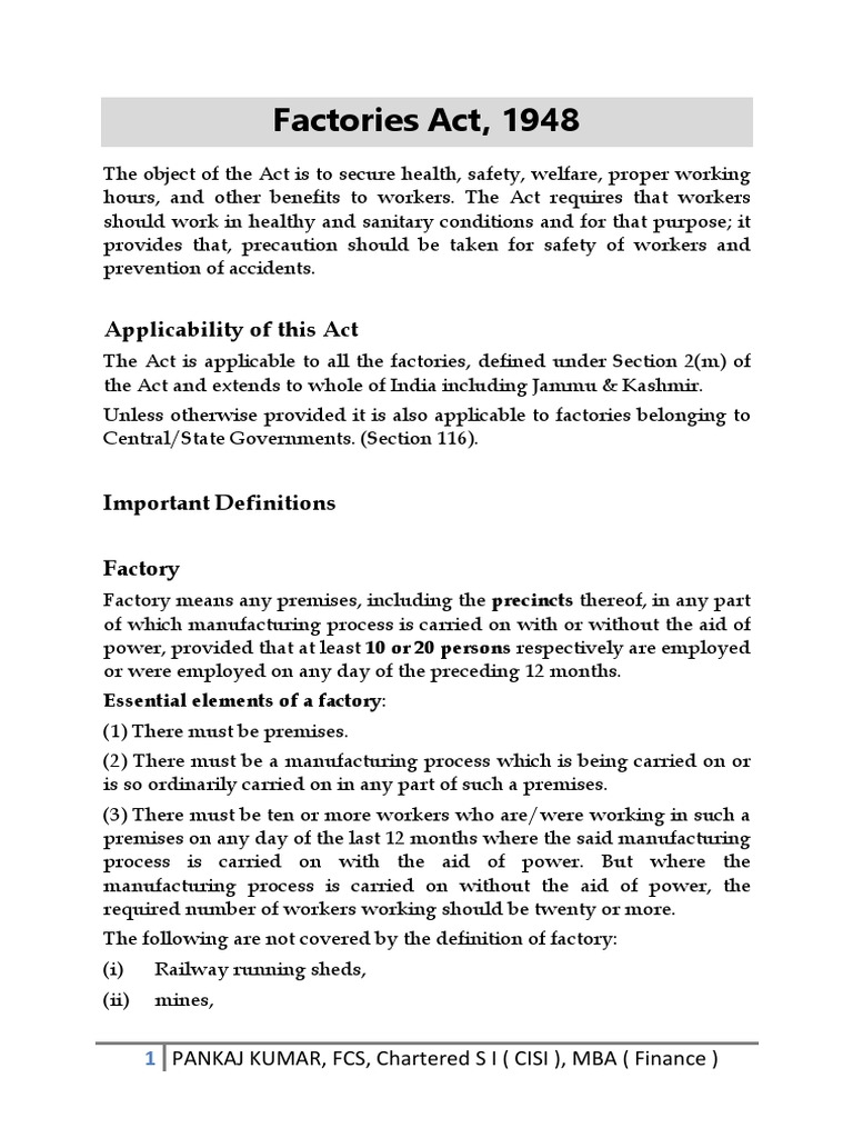 Factories Act - Final For Print | PDF | Board Of Directors | Elevator