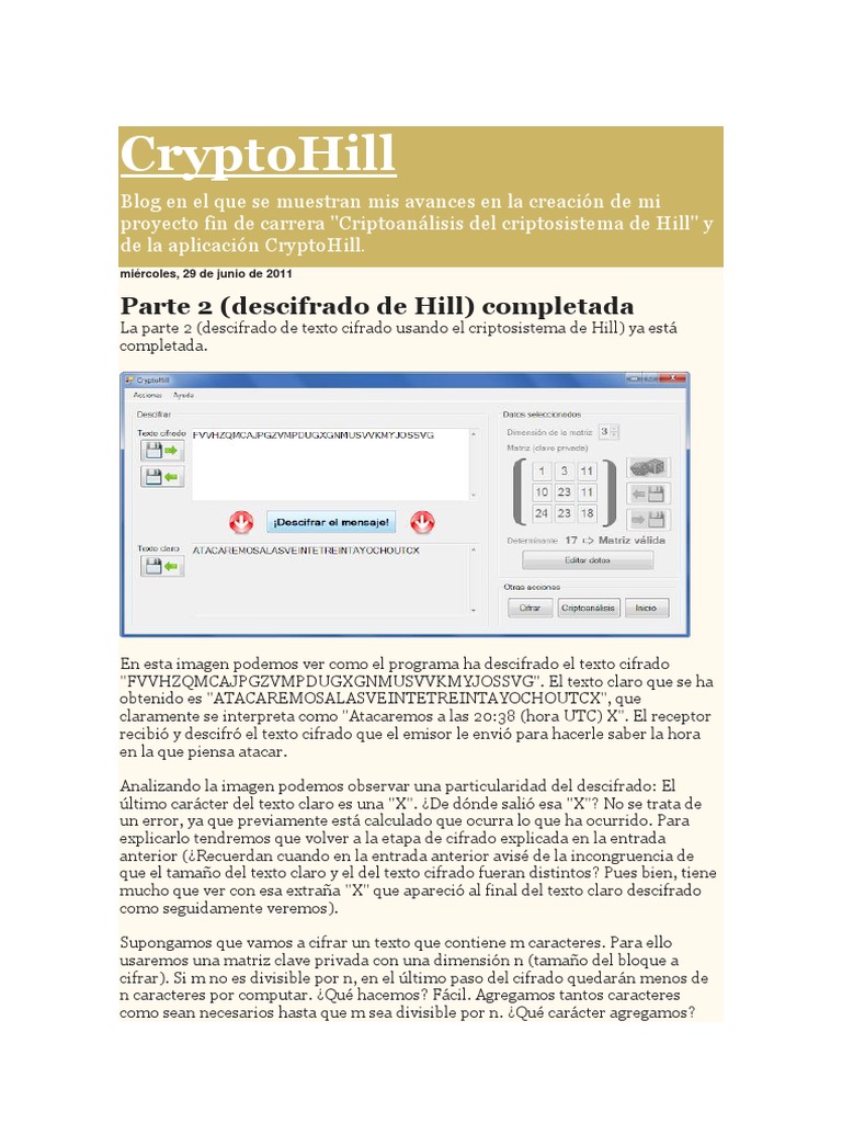 Crypto Hill | PDF | Cifrado | Criptoanálisis