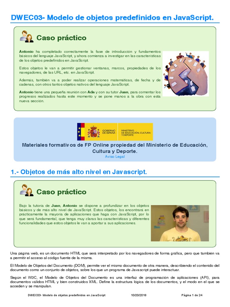 DWEC03 - Modelo de Objetos Predefinidos en JavaScritp | PDF | Script ...