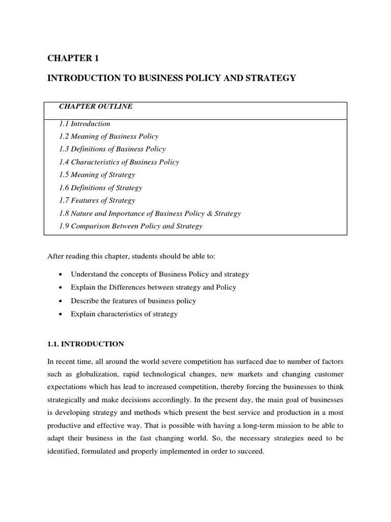 Business Policy Notes-1 | PDF | Strategic Management | Goal