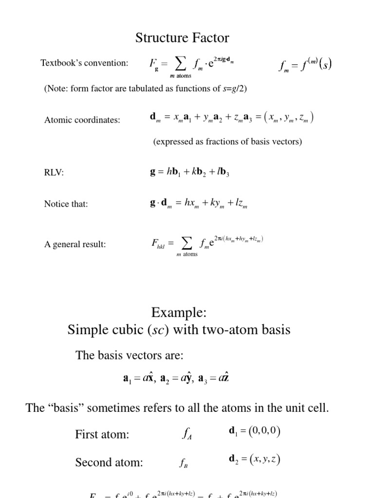 Structure Factor: Textbook's Convention | Download Free PDF | Crystal ...