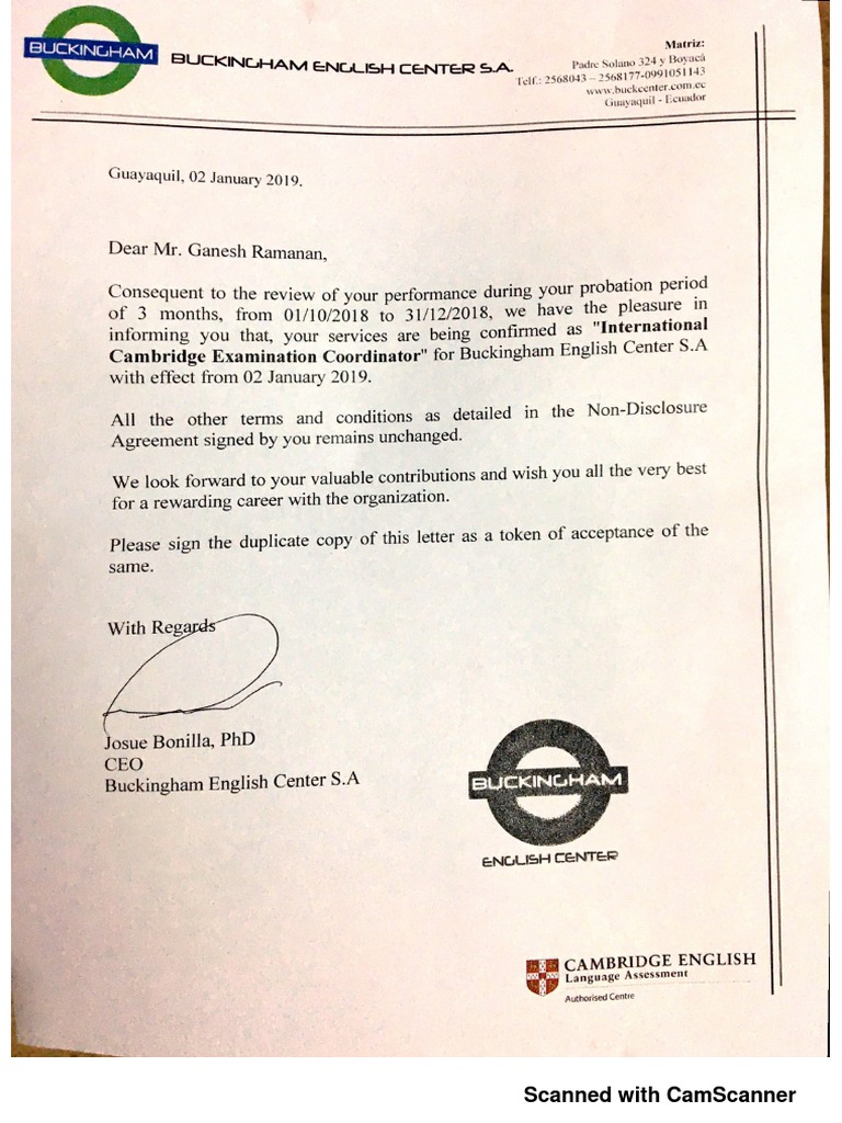 Appointment Letter | PDF