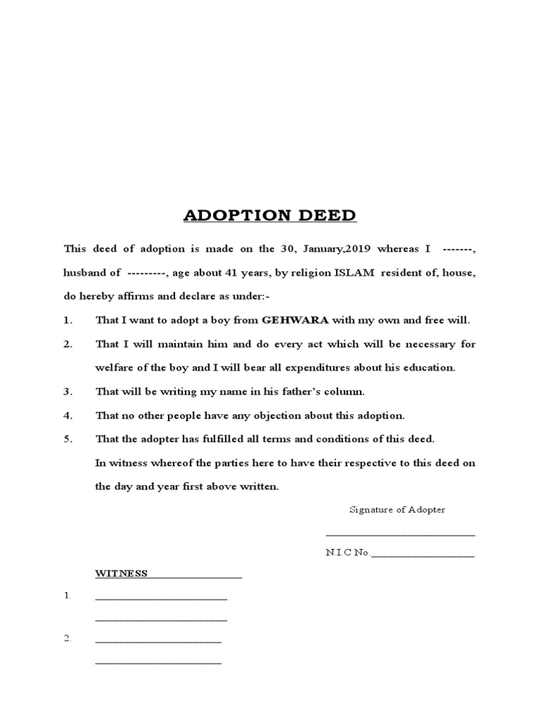 Adoption Deed | PDF