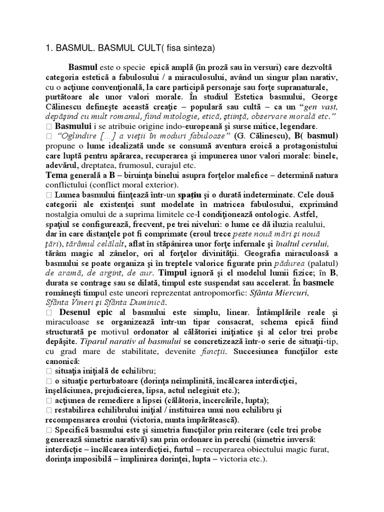 Fisa Sinteza Basm | PDF